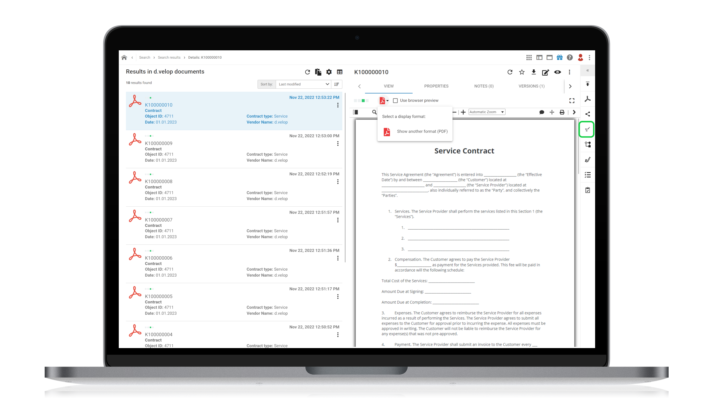 DocuSign interface in d.velop documents | d.velop store